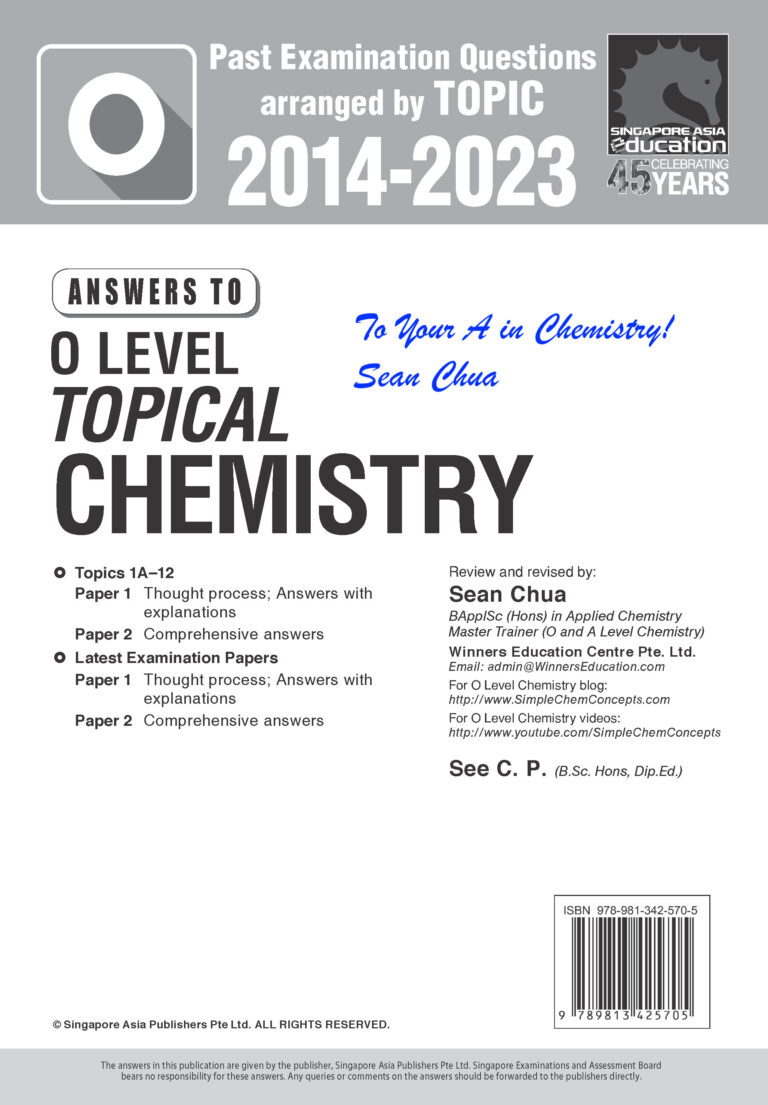 O Level Pure Chemistry 10 Year Series Book by Mr Sean Chua